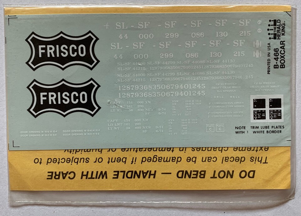 HERALD KING HO DECAL - FRISCO / SLSF 50’ BOX CAR - ITEM #B-466 | eBay