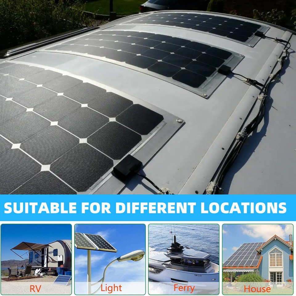 400W 100Watt Mono Semi-flexible Solar Panel Kit for RV Car battery ...