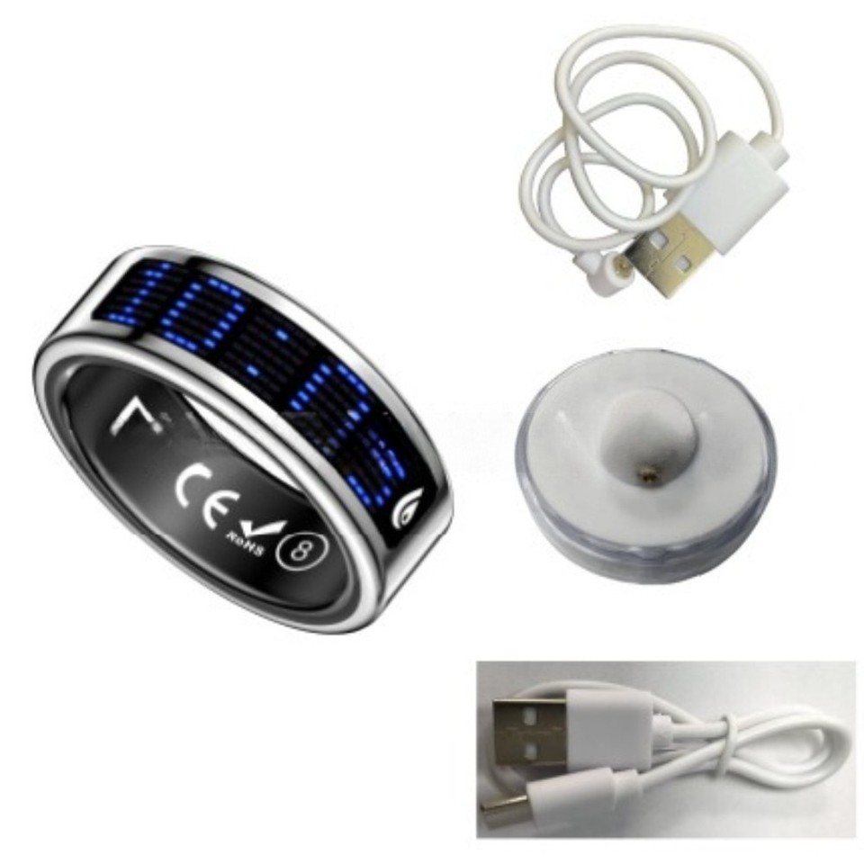 Smart Ring Display Screen Heart Rate Blood Oxygen Health Monitor IP68 ...