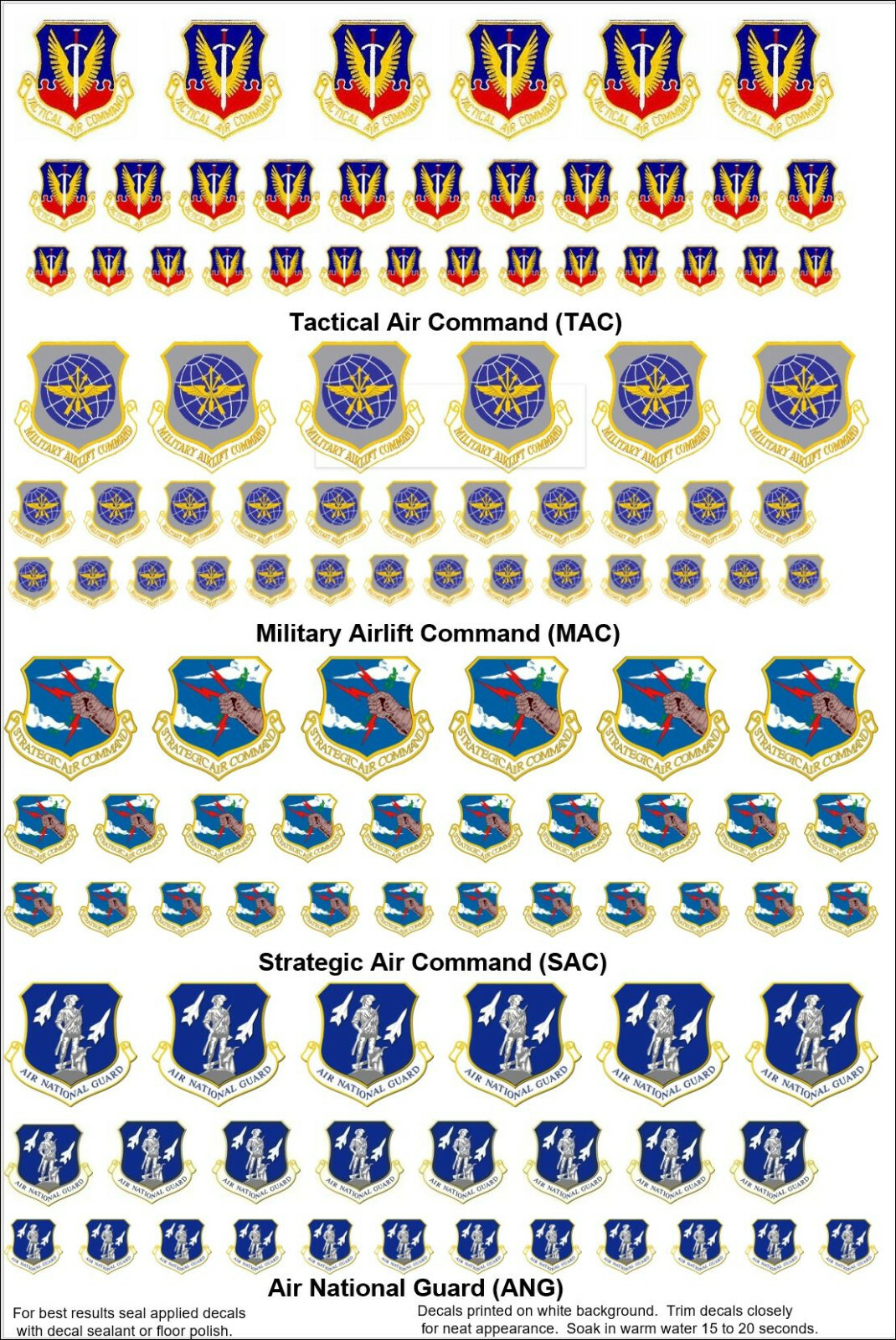 TAC MAC SAC ANG Decals 1/35 1/32 1/48 1/72 scales | eBay