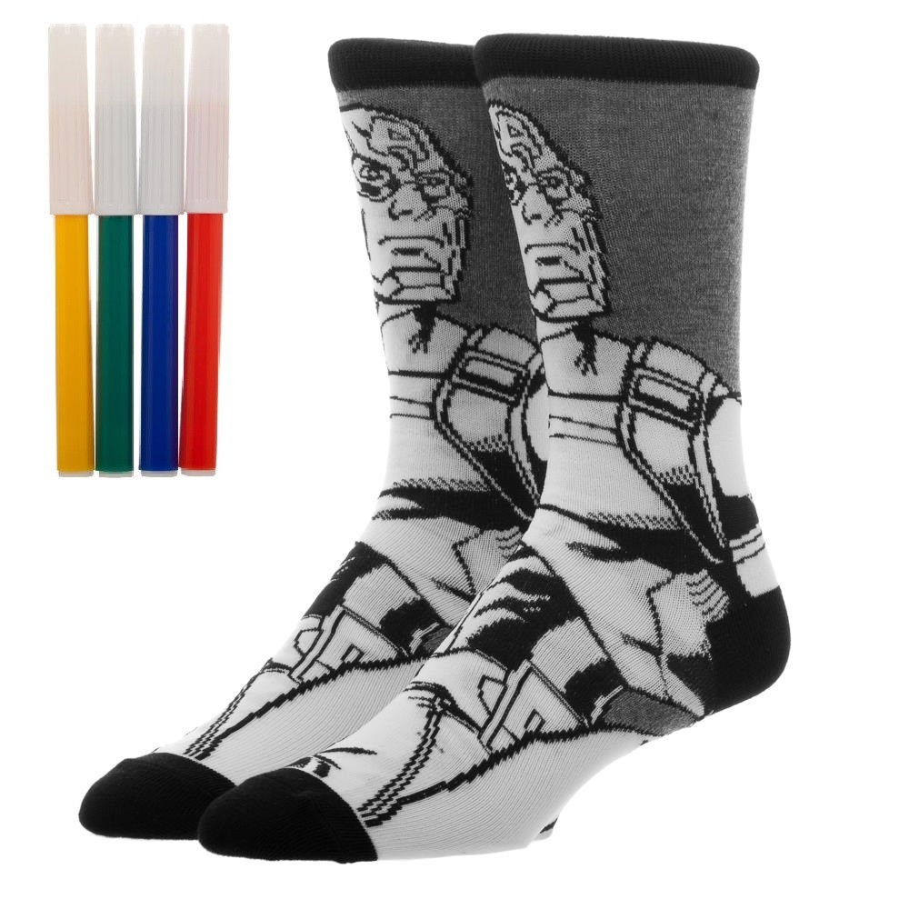 Captain America Marvel Comics Color Yourself Adult Crew Socks | eBay