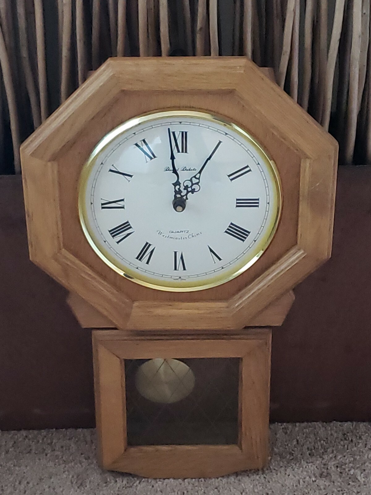 Daniel Dakota Quartz Westminster Chime Pendulum Wall Wood Clock 23 x 13 ...