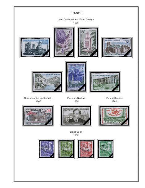 COLOR PRINTED FRANCE 1941-1965 STAMP ALBUM PAGES (55 illustrated pages ...