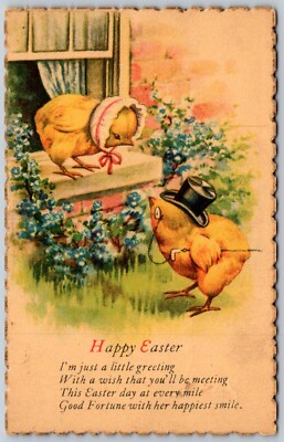 Postcard Happy Easter Dressed Chicks Poem Anthropomorphic Fantasy HE06 ...