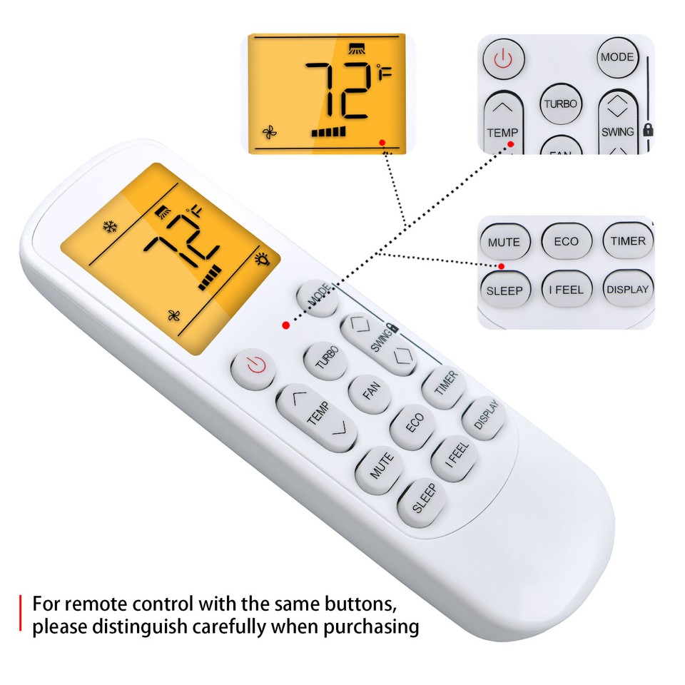Remote For DELLA Vario / Econo Series Mini Split Air Conditioner With ...