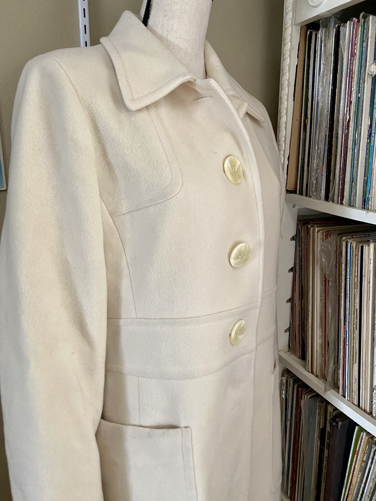 Charles Klein Ivory Cream 100% Wool Winter Trench Coat Ukraine Womens 8 ...