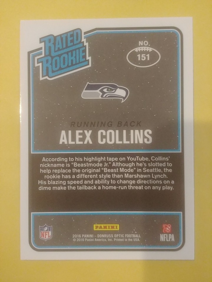 2016 Panini Donruss Optic #151 Alex Collins Rookie Card RC | eBay
