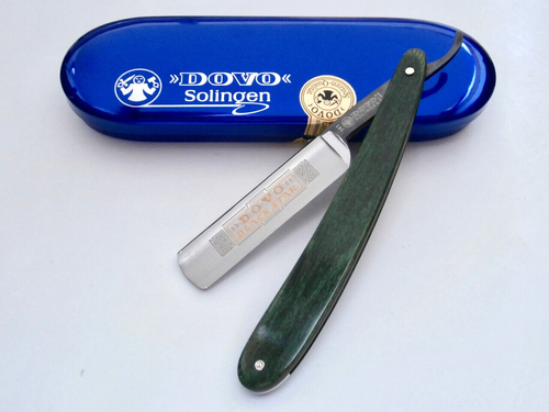 DOVO Straight Razor Black Star GREEN WOOD Pakka Made in SOLINGEN 5/8 ...