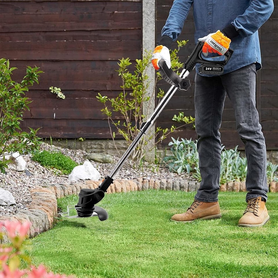 SMILOVII 24V Cordless Strimmer, Telescopic Lightweight Grass Trimmer ...