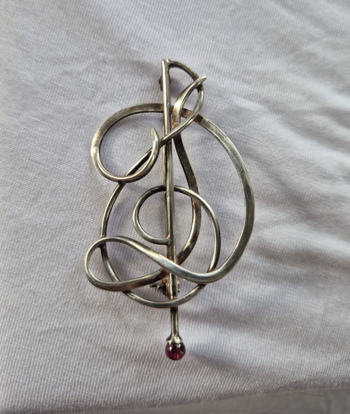 Large Vintage Sterling Silver Abstract Music Treble Clef Artsy Brooch Pin 6.82g | eBay