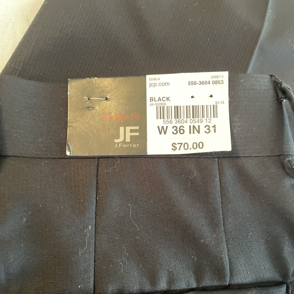 J.Ferrar Men’s Dress Pants 36x31 Black Flat Front Straight Leg NWT | eBay