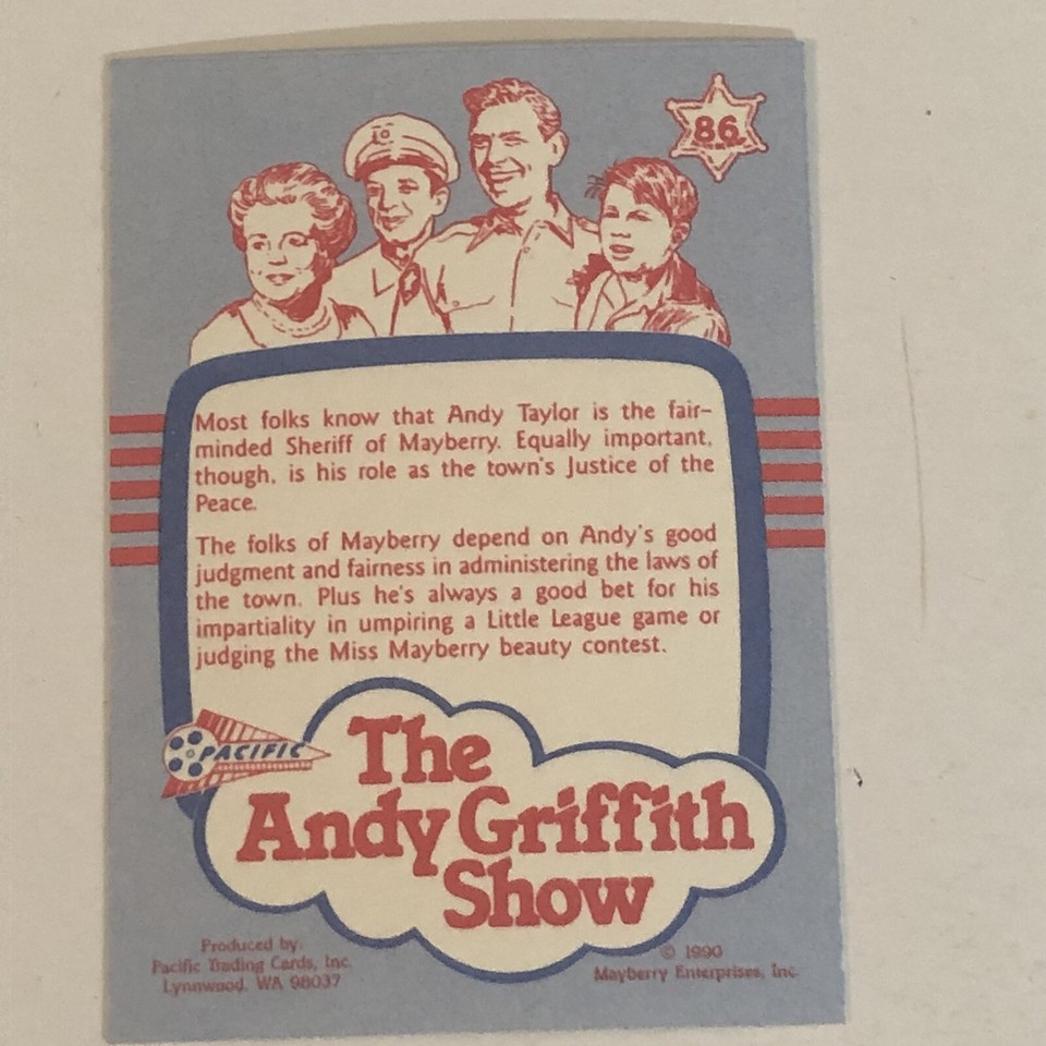 Andy Griffith Trading Card Andy Griffith Show 1990 #86 | eBay