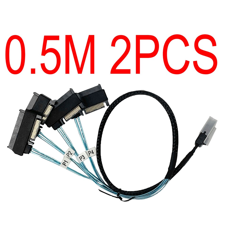 2PCS Mini SAS 36P SFF-8087 to 4 SFF-8482 Connectors With SATA Power ...