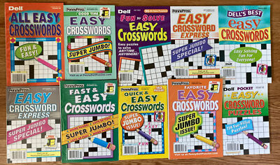 Lot of 10 Dell Penny Press ALL EASY Crossword Puzzle Books All Easy ...