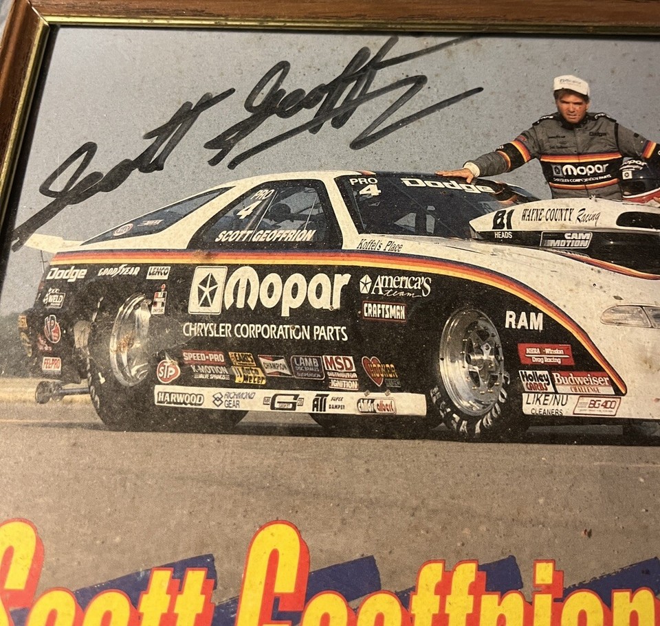 NHRA Scott Geoffrion Promotional Handout Autographed Framed 8x10 ...