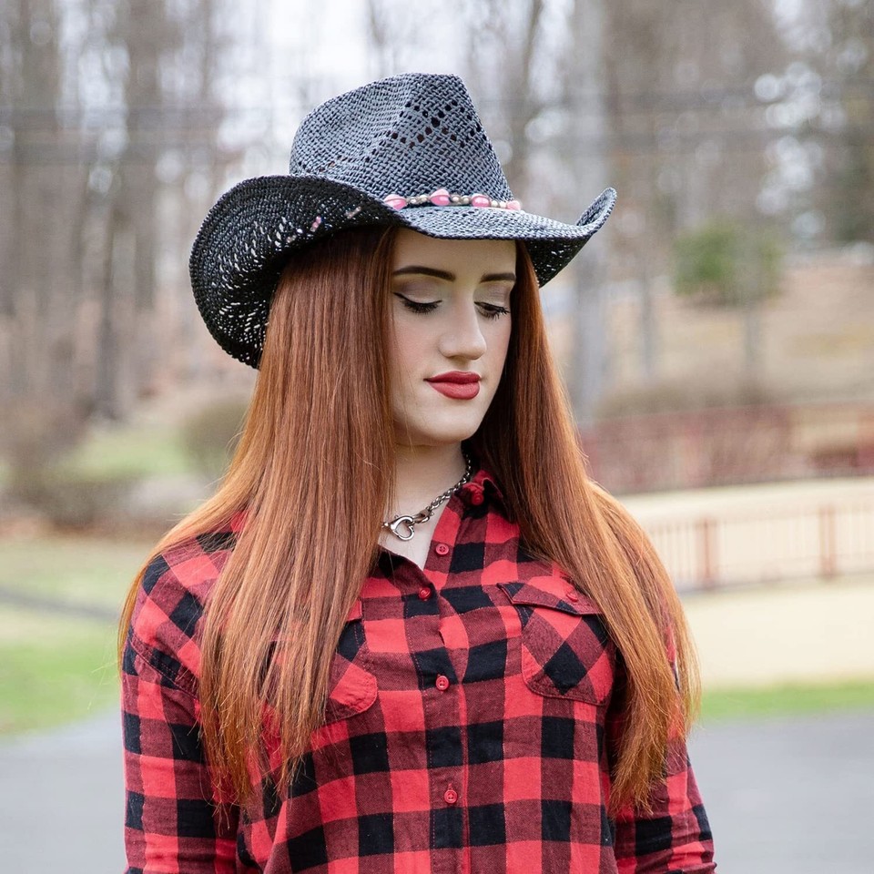 TOVOSO Western Cowgirl Hat, Straw Cowboy Hat for Women with Shapeable ...