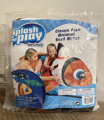 Bestway Splash & Play Vinyl Clown Fish Ride On Pool Float Inflatable 58 ...
