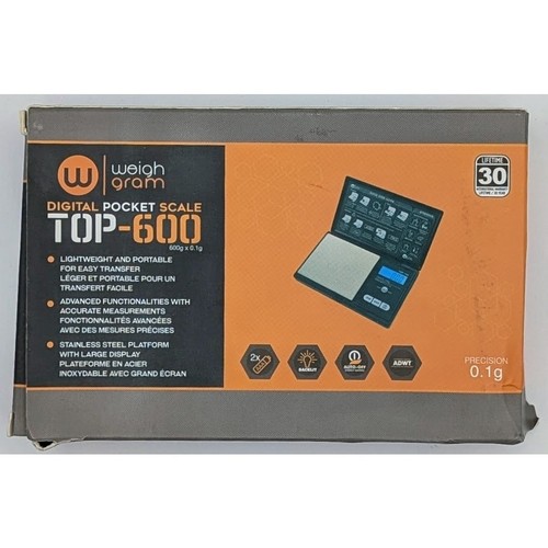 Weigh Gram TOP-600 Digital Pocket Scale – 600g x 0.1g Mini Jewelry Food ...