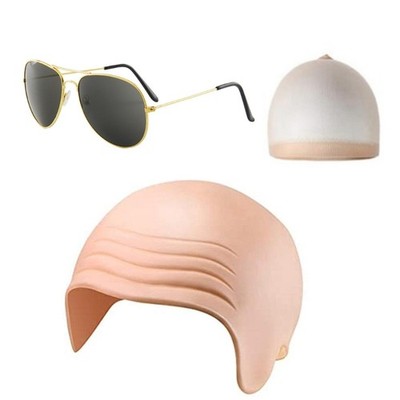 Halloween Rapper Singers Costumes Makeup Bald Caps Head Wig Hat with ...