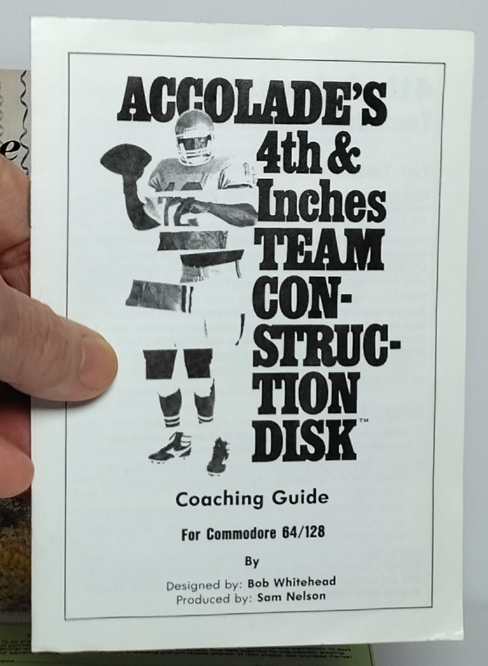 CIB Accolade 4th & Inches Game Team Construction Disk Commodore 64 64c ...