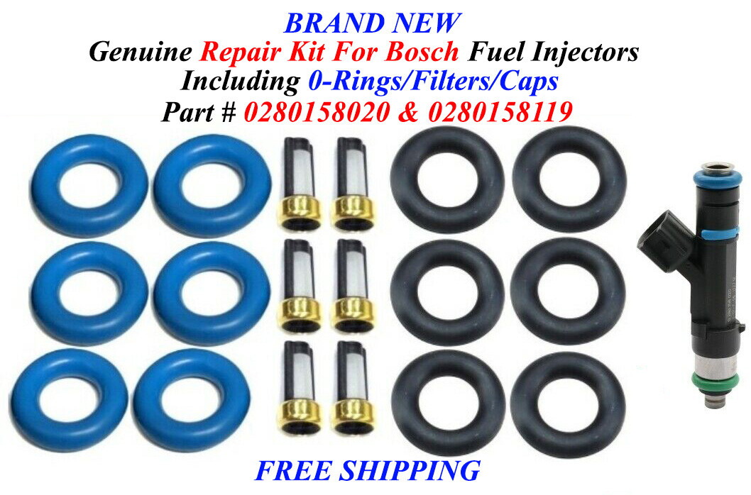 NEW Repair Kit For 6 Fuel Injectors OEM BOSCH 0280158020 Filters/O ...