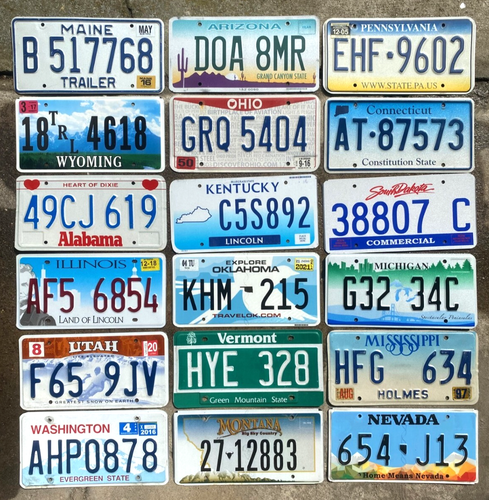 Cool lot of 18 nice US license plate plates - all different states ...