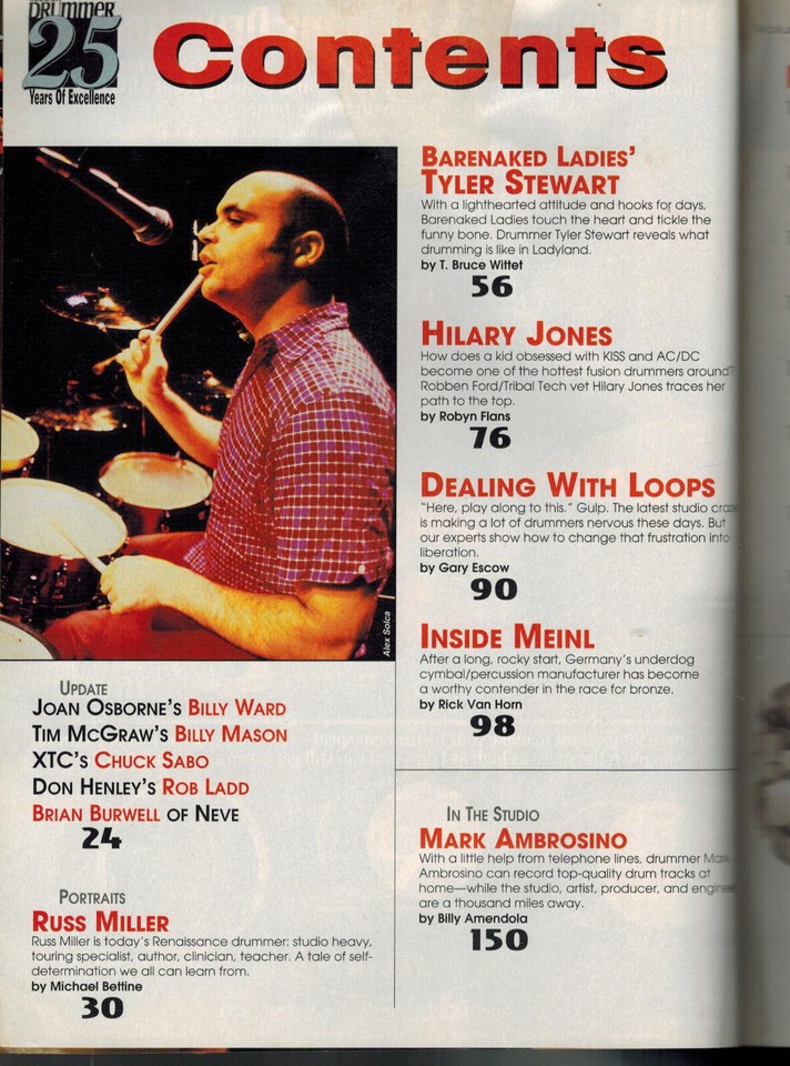 MODERN DRUMMER MAGAZINE FEBRUARY 2001 TYLER STUART HILARY JONES SESSION ...