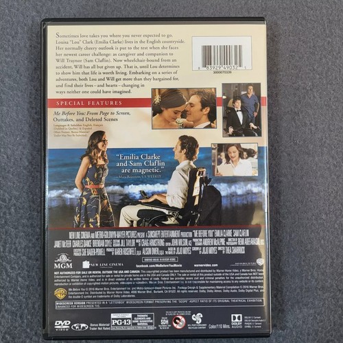 Me Before You DVD Emilia Clarke Sam Claflin Romance Drama Movie | eBay