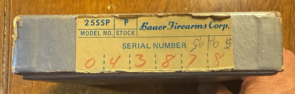 Original Vintage Bauer Firearms Corporation Gun Box For .25 Caliber ...