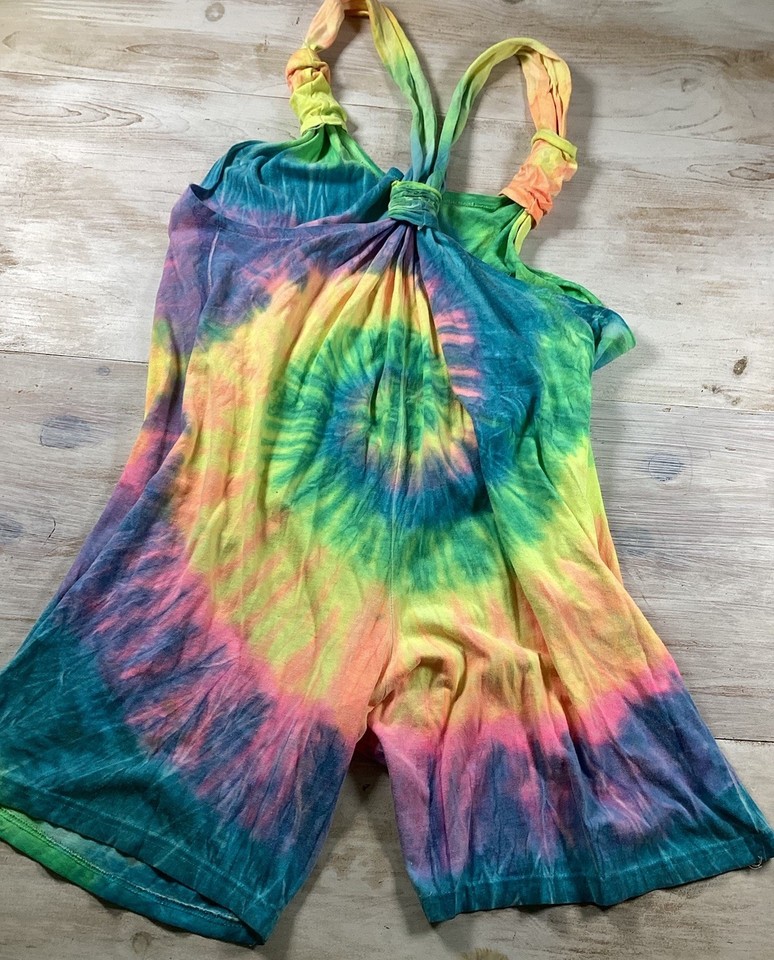 Vintage Freeze Tie Dye Tank Short Romper Hippie Boho Festival 90s Women ...