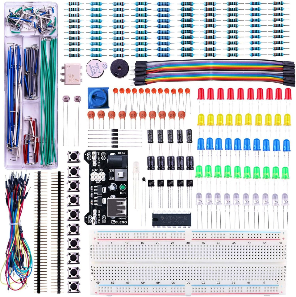 ELEGOO 300+ Component Electronics Starter Kit Breadboard LED Wires ...