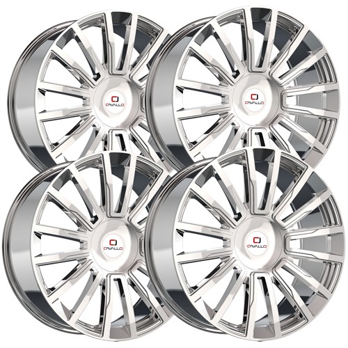 (Set of 4) Cavallo CLV-47 22x8.5 5x112/5x4.5" +38mm Nano Chrome Wheels ...