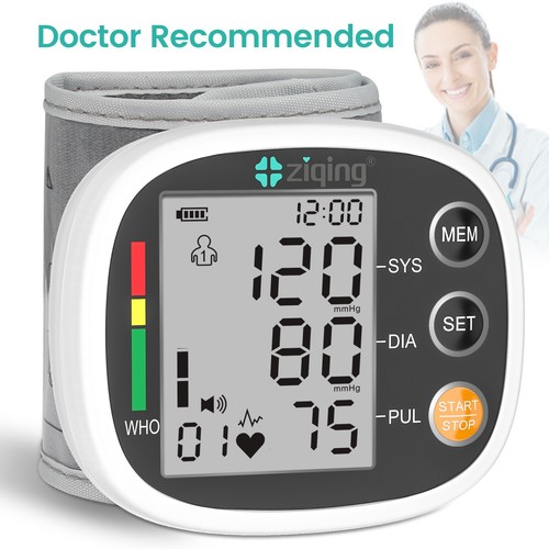 Blood Pressure Monitor Auto Heart Rate Checker BP Cuff Wrist Pulse Arm ...
