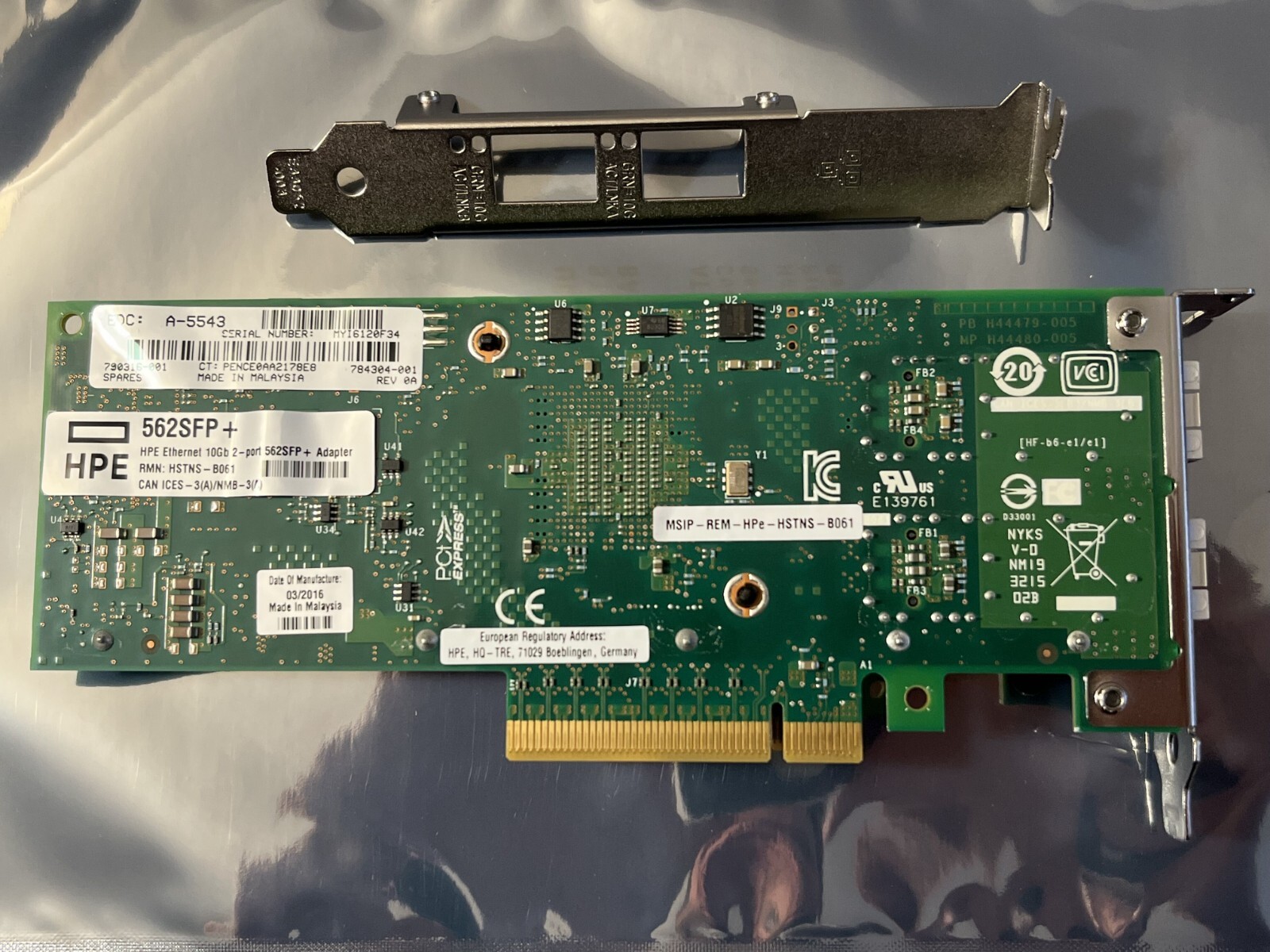 727055-B21 HPE ETHERNET 10GB 2-PORT 562SFP+ ADAPTER 790316-001 784304 ...