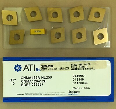 10pc STELLRAM CNMA 120412E / CNMA 433A Carbide Inserts: NL250🎯Machinist ...