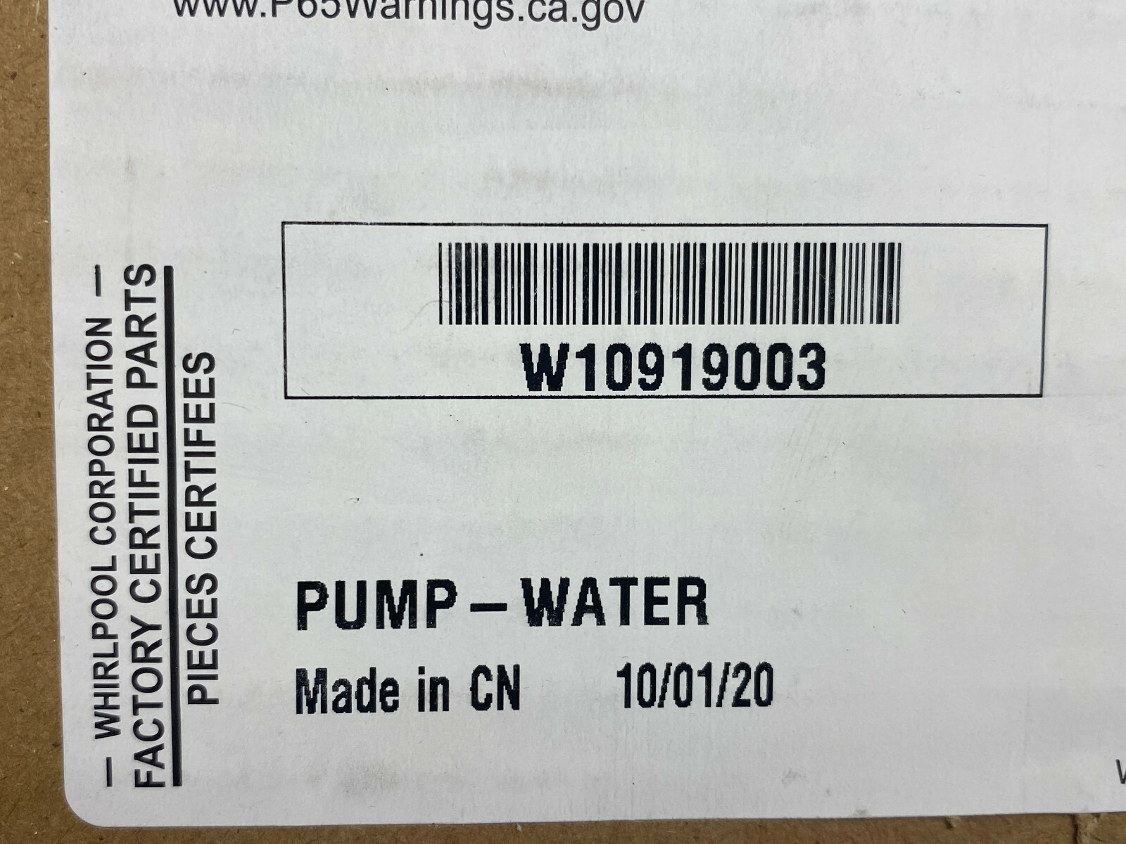 GENUINE OEM Whirlpool Washer Drain Pump W10919003 | eBay