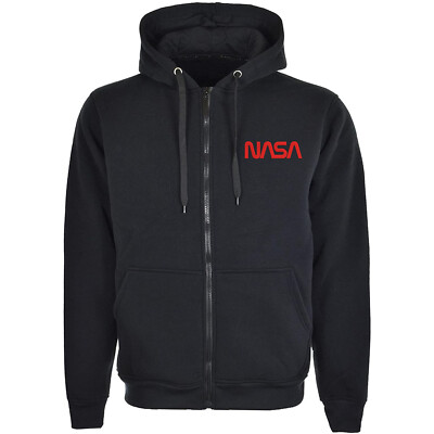 Nasa Cosmic Mission Logo Embroidered Unisex Men's Zipped Hoodie Black ...