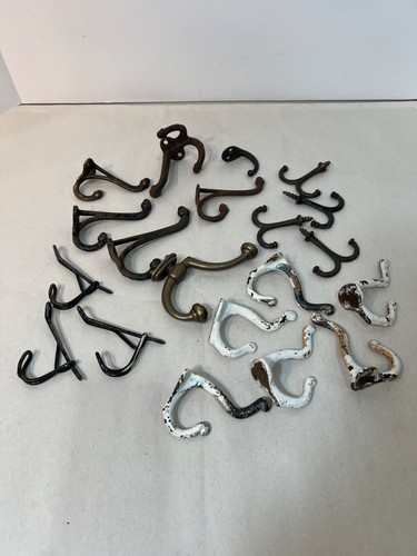Antique Vintage misc hooks coat hat different ages and sizes of hooks ...