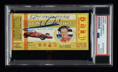 Mario Andretti Signed 1968 Indianapolis 500 Ticket (PSA) | eBay