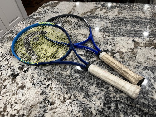 Set of 2 HEAD Blue And Yellow TI Conquest Nano Titanium Tennis Racquets ...
