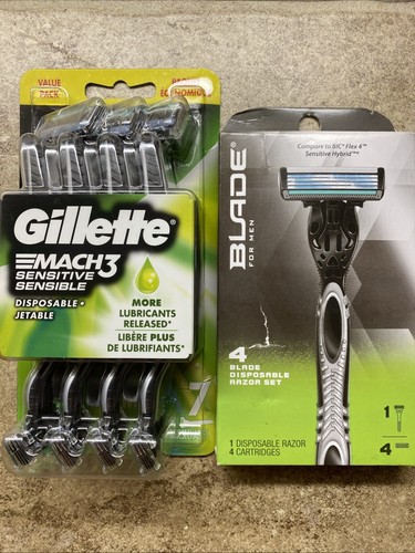 2 PACK Gillette Mach3 & CVS Sensitive Disposable Razors, Pivoting Head ...