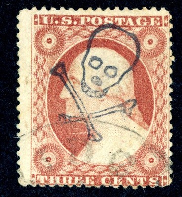 (25129 ) US stamp scott# 26 Used (Skull and Crossbones cancel - scarce ...