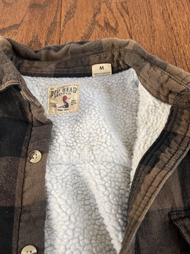 Red Head Flannel Jacket Size M Medium Sherpa Lined Shacket Tan Buffalo ...