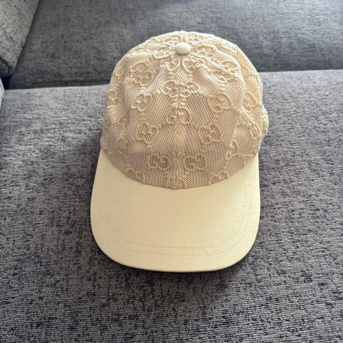 Gucci G G Monogram Mesh Lace Cap Beige Used | eBay