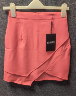 Missguided Wrap Effect Mini Skirt Coral UK 6 LN051 MM 09 | eBay UK
