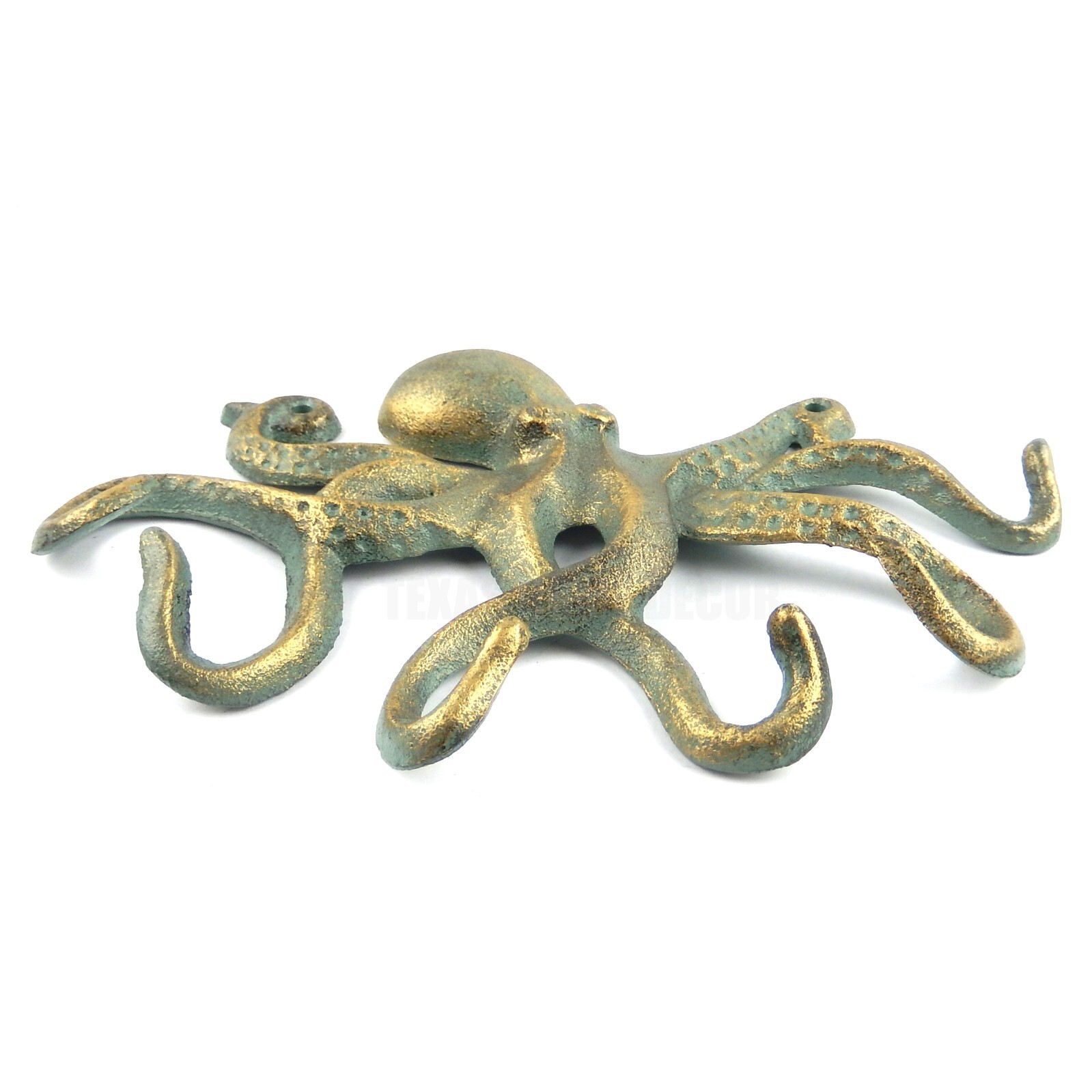 Octopus Wall Hook Cast Iron Key Rack Towel Coat Hanger Verdigris Green ...