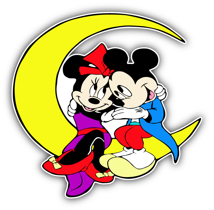 Mickey Mouse Moon Love Cartoon Car Bumper Sticker Decal 5'' x 5'' | eBay