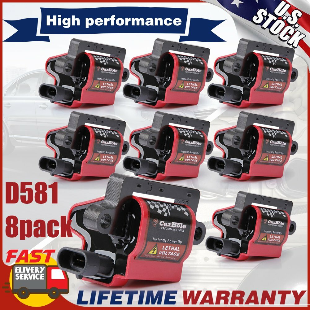 D581 Set of 8 Square Ignition Coils For GMC Chevy Cadillac 5.3L 6.0L 8 ...