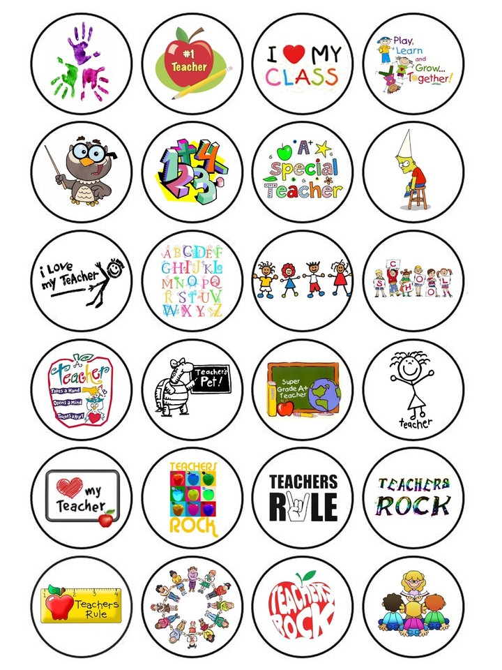 24 x Teacher Thank You Appreciation School Cup Cake Toppers Rice Paper ...