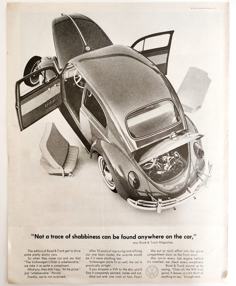 1962 VW Volkswagen Not A Trace Of Shabbiness Advertisement Automobilia ...